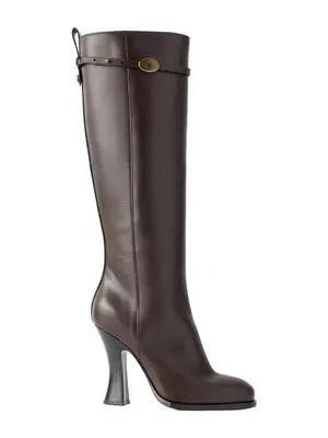 Burberry 100 Belted Leather Knee-high Boots - Brown