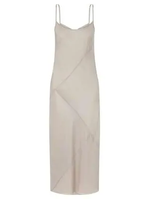 LAUREN MANOOGIAN Paneled Satin Midi Dress - Gray