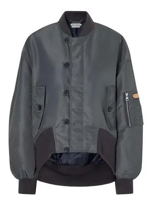 JW Anderson Oversized Tipped Hem Satin Bomber Jacket - Dark Gray