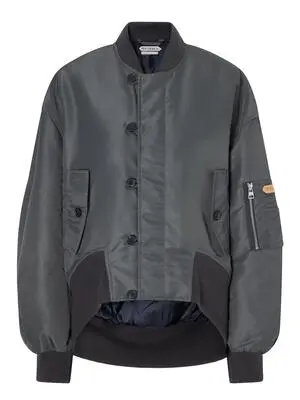 JW Anderson Oversized Tipped Hem Satin Bomber Jacket - Gray