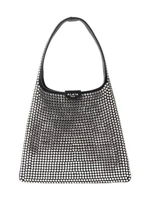 Alaïa Studded Suede-trimmed Leather Shoulder Bag - Black