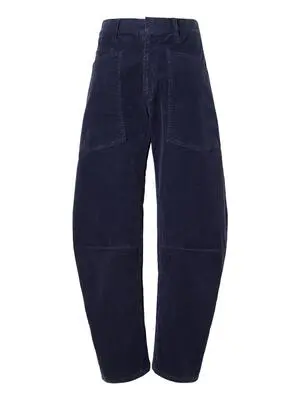 NILI LOTAN Shon Cotton-blend Twill Tapered Pants - Blue