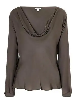 KALLMEYER Wilka Draped Silk-georgette Blouse - Gray