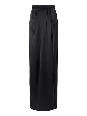 Max Mara Camera Draped Silk-satin Maxi Skirt - Black