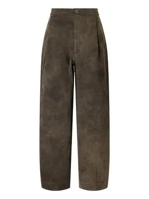 LAUREN MANOOGIAN Pleated Cotton-twill Tapered Pants - Green