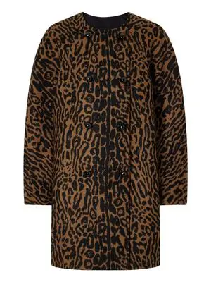 Carolina Herrera Cocoon Leopard-jacquard Wool Coat - Brown