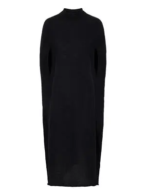 LAUREN MANOOGIAN Bottle Cape-effect Wool-blend Maxi Dress - Black
