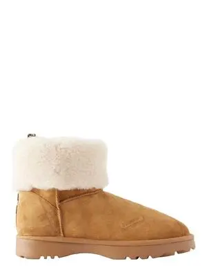 Burberry Shearling-trimmed Suede Ankle Boots - Tan