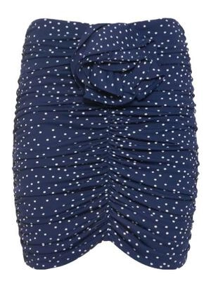 Magda Butrym Draped Dotted Mini Skirt W/ Flower - Blue