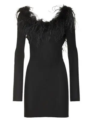 Giuseppe Di Morabito Viscose Mini Dress W/ Feathers - Black