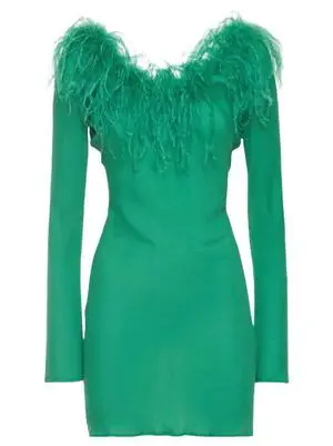 Giuseppe Di Morabito Viscose Mini Dress W/ Feathers - Green