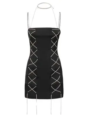 Giuseppe Di Morabito Lace-up Cady Envers Satin Mini Dress - Black