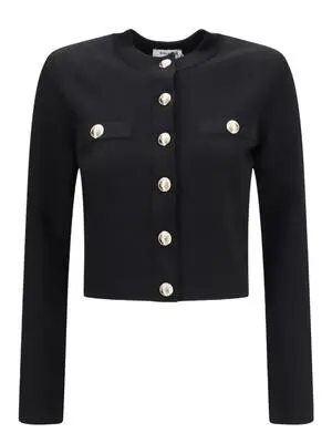 Balmain Button-up Crewneck Jacket - Black