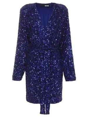 ROTATE BY BIRGER CHRISTENSEN Samantha Wrap Mini Dress - Blue