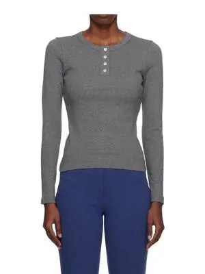 FLORE FLORE Jess Henley Shirt - Light Gray