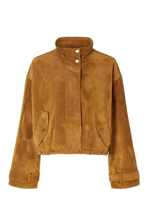Veronica Beard Bateman Cropped Suede Jacket - Brown