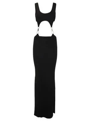 AYA MUSE Long Viscose Satin Dress - Black