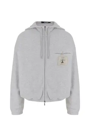 Jacquemus Patch Logo Zip-up Hoodie - Grey