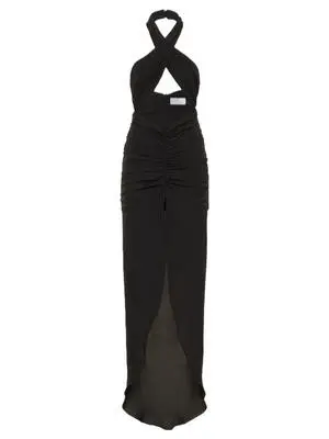 Giuseppe Di Morabito Crepe De Chine Cut Out Long Dress - Black