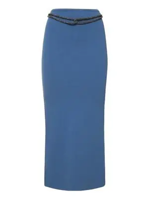 CHRISTOPHER ESBER Loop Crystal Belt Rib Jersey Long Skirt