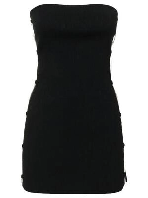 Giuseppe Di Morabito Lace-up Stretch Rib Knit Mini Dress - Black