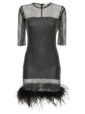 Giuseppe Di Morabito Embroidered Mesh Mini Dress - Black