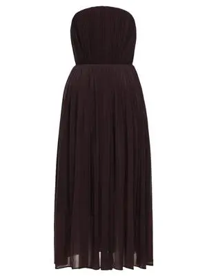 Magda Butrym Strapless Pleated Corset Dress In Burgundy - Wine Red