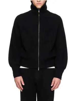 ENTIRE STUDIOS Ribbed Zip-up Cardigan - Black