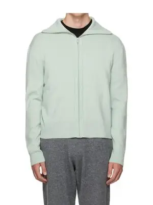 ENTIRE STUDIOS Ribbed Zip-up Knit Top - Green