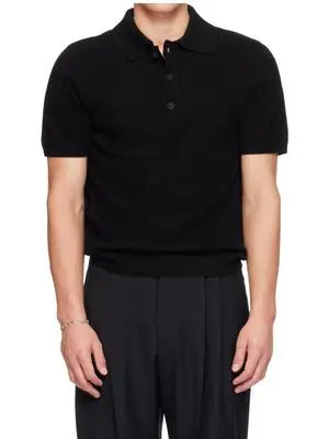ENTIRE STUDIOS Wool Polo Knitted Top - Black