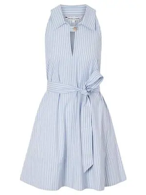 Veronica Beard Florenz Belted Striped Mini Dress - Blue