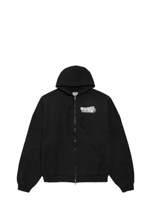 Balenciaga Logo-print Zip-up Hoodie - Black