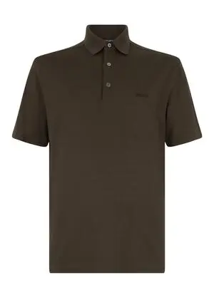 Zegna Short-sleeve Cotton Polo Shirt - Mud Color