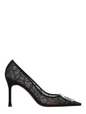 Amina Muaddi Camellia Crystal-buckle High-heeled Shoes - Black