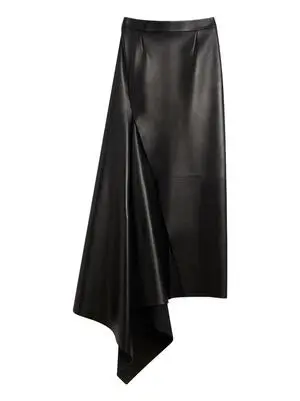 Givenchy Slashed Long Skirt In Leather - Black