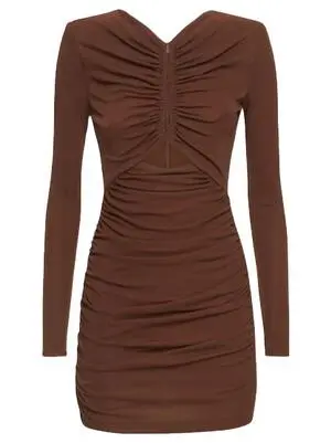 Roland Mouret Pleated Mini Dress - Brown