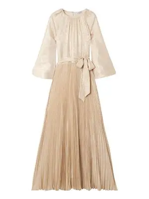 SIMKHAI Varenya Pleated Belted Maxi Dress