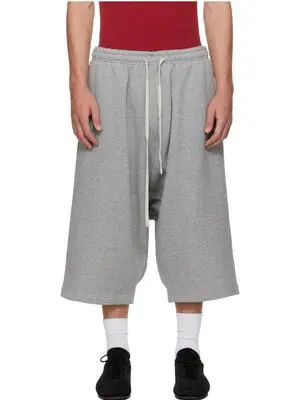 ENTIRE STUDIOS Drop Fleece Drawstring Shorts - Grey