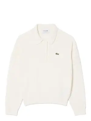 Lacoste Ribbed-knit Long-sleeve Polo Shirt - White