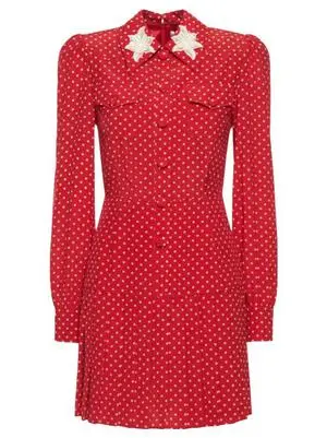 ALESSANDRA RICH Polka Dot Silk Georgette Mini Dress 