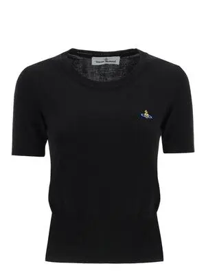 VIVIENNE WESTWOOD Orb-embroidery Knitted Top Black