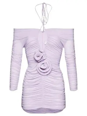 Magda Butrym Hollowed-out Pleated Jersey Mini Dress - Purple