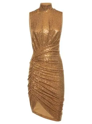 Michael Kors Sequined High-neck Mini Dress - Brown