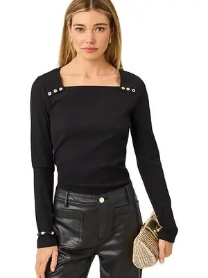 Lilly Pulitzer® Beaty Long Sleeve Square Neck Knit Top - Noir