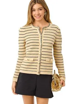 Lilly Pulitzer® Maysen Cardigan In Long Sleeves, Crewneck - Tan