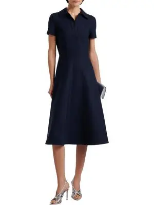 Oscar De La Renta Belted Wool-blend Midi Dress - Blue