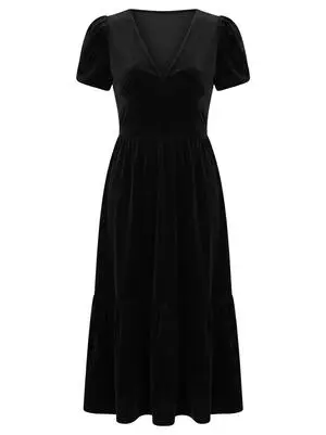 YUMI Yumi Black Velvet Midi Dress