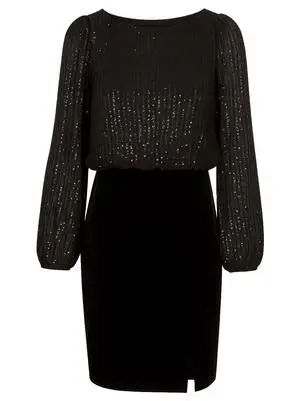 YUMI Sequin And Velvet Mini Dress - Black
