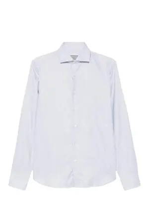 Canali Micro-check Long-sleeve Shirt - Light Blue