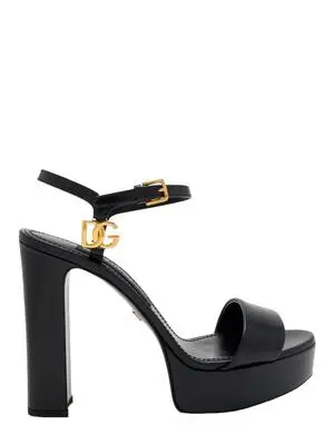 Dolce & Gabbana Calfskin Platform Sandals - Black